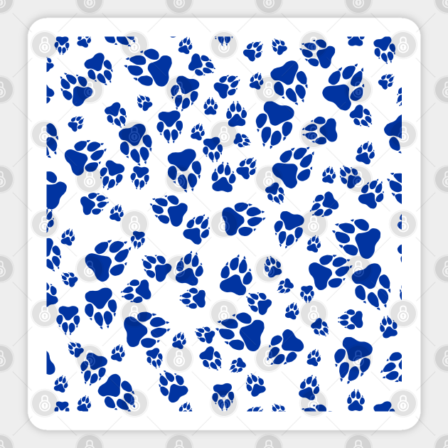 Wildcat Paw Prints Pattern Blue On White Digital Design Wildcats
